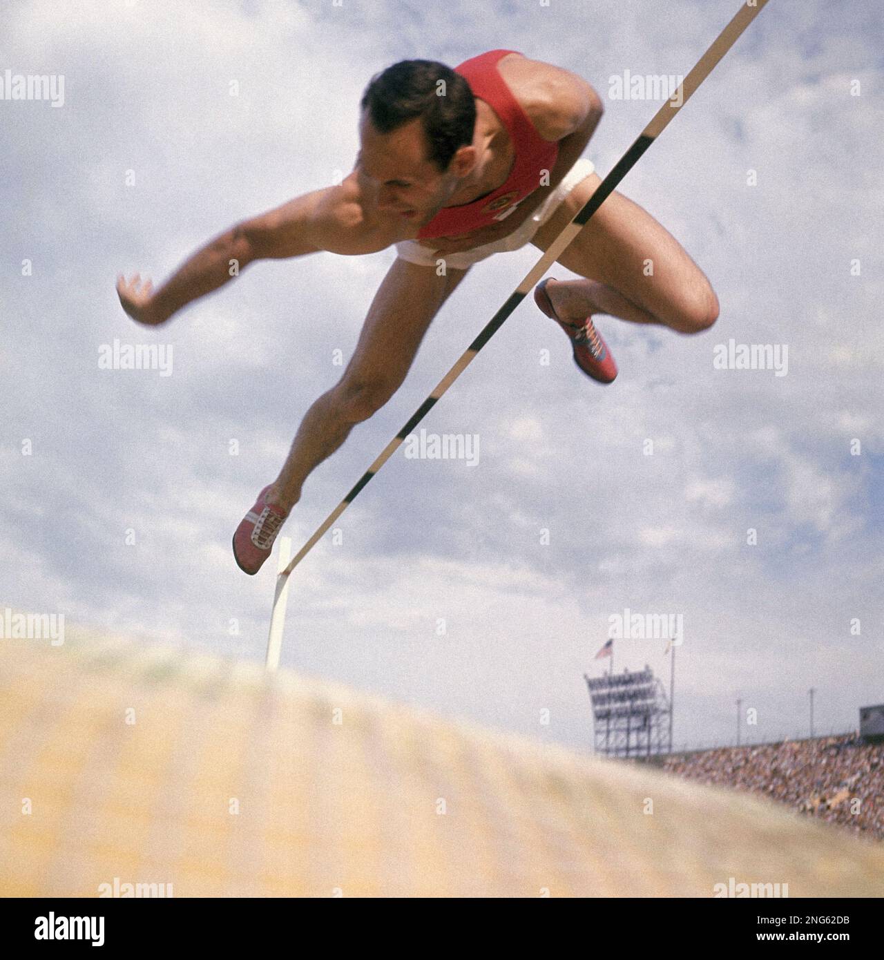 Russian high jumper Valeriy Brumel is seen in action in Los Angeles ...