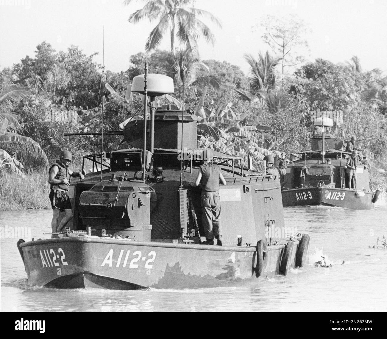 Heavily-armed assault Support Patrol boats of the U.S. Navy's River ...