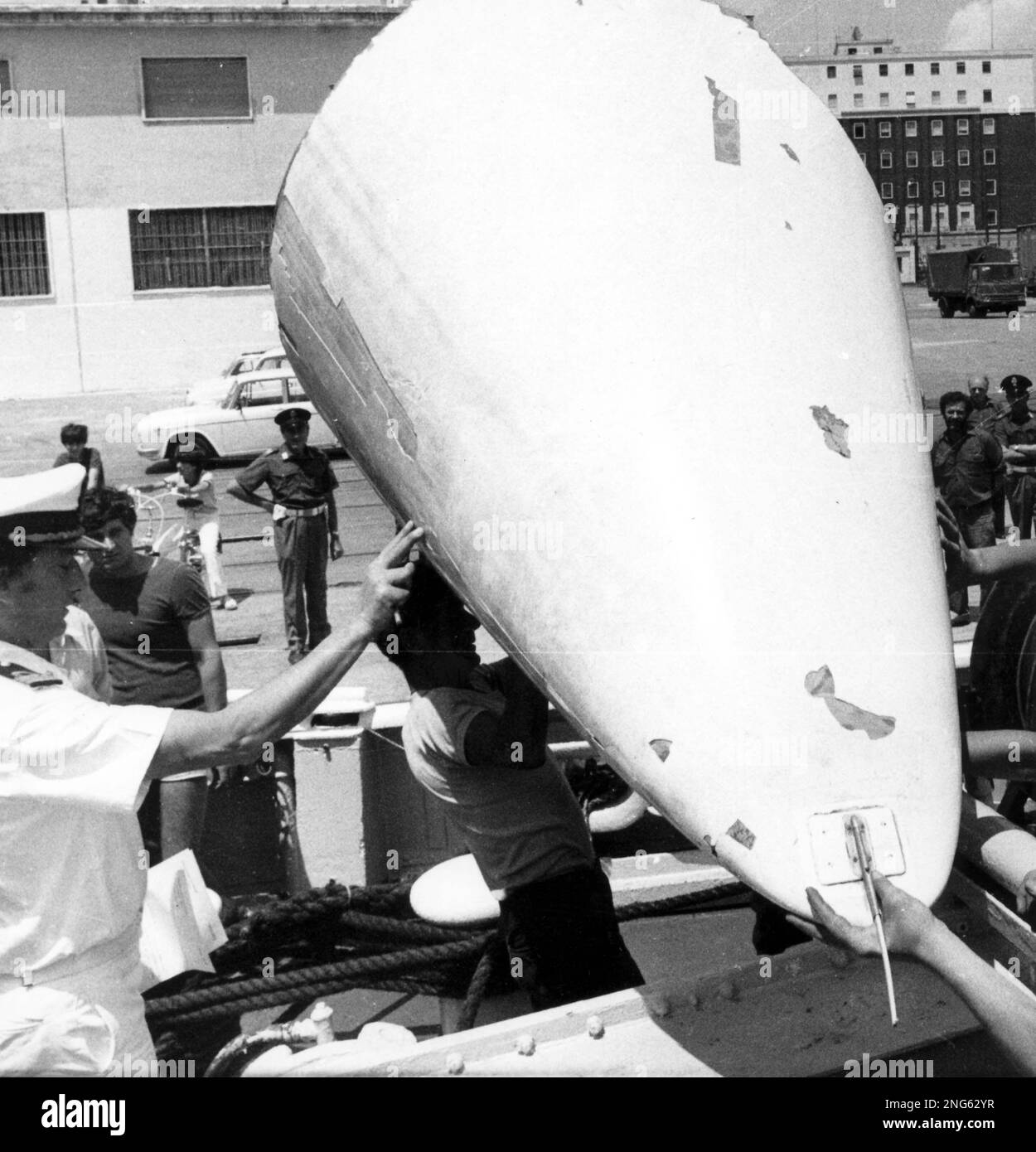 Part of the fuselage of a DC-9 Italian jetliner that crashed into the ...