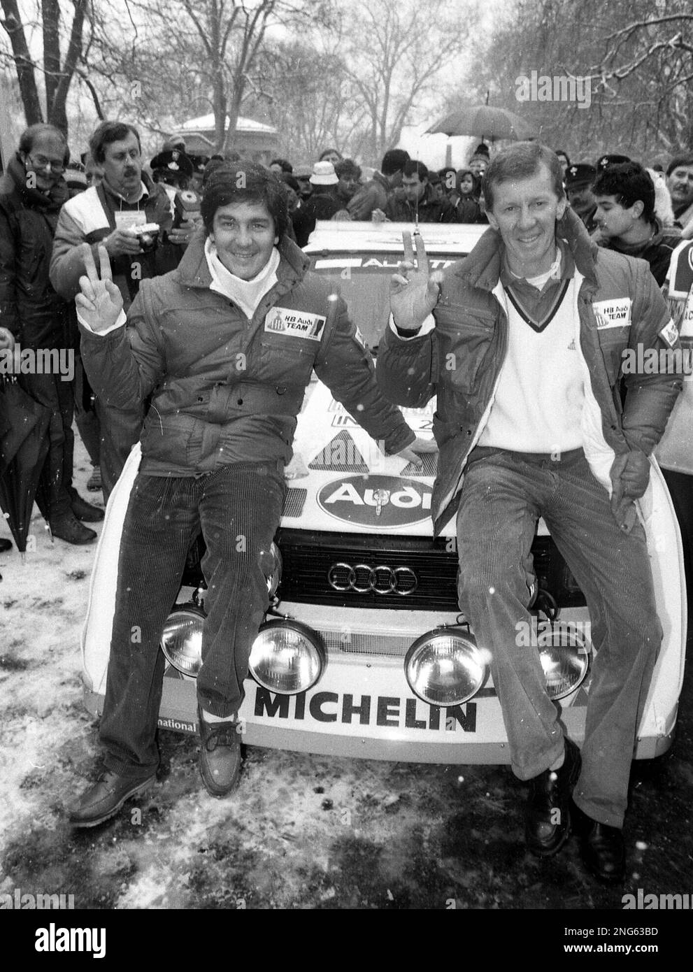 West German rally drivers Walter Roehrl, right, and co-pilot Christian ...