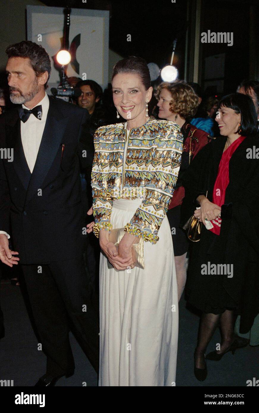 Actress Audrey Hepburn smiles as she arrives at Lincoln Center in New ...