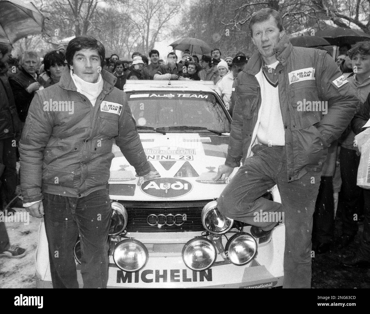 West German rally drivers Walter Roehrl, right, and co-pilot Christian ...