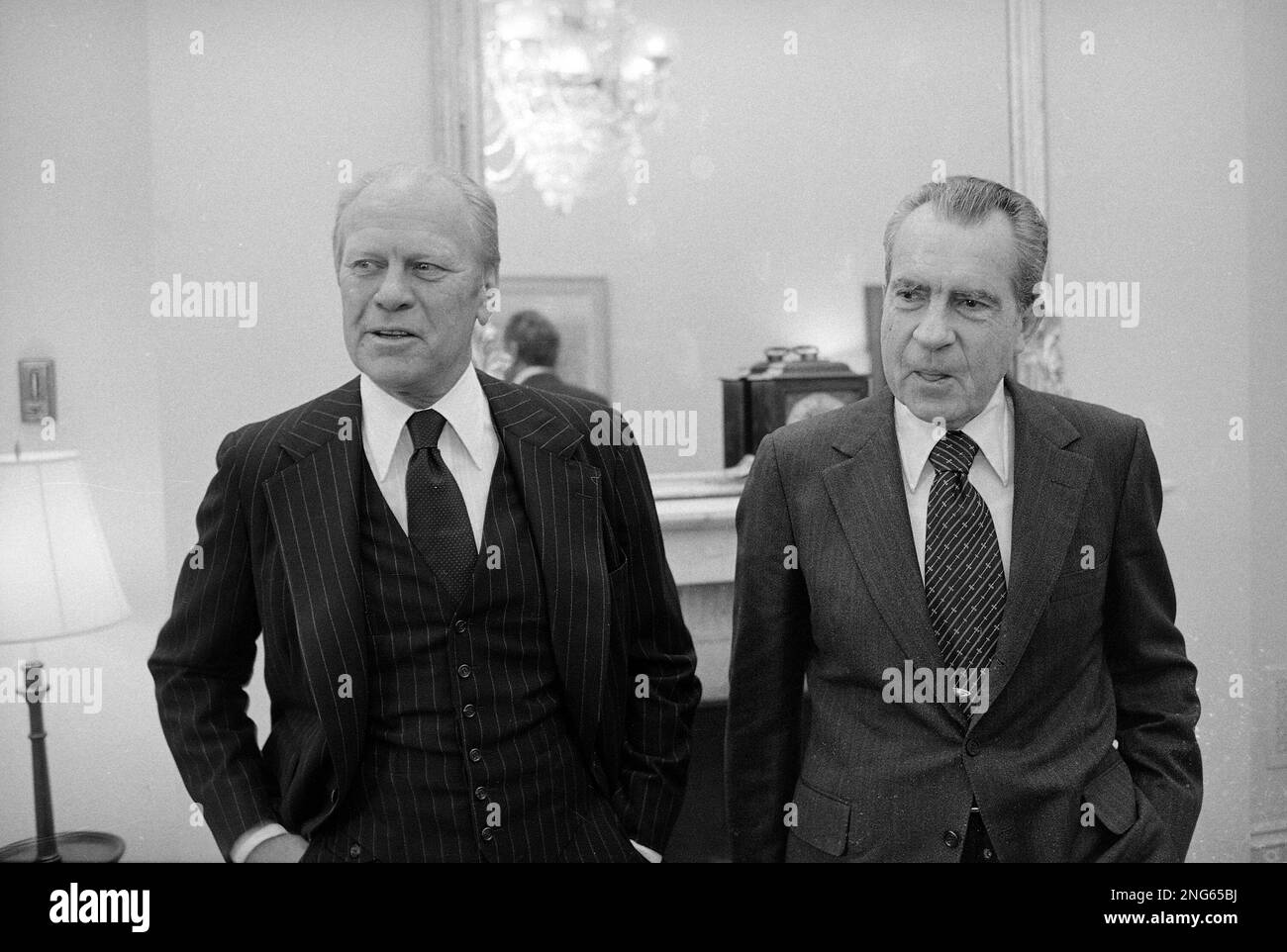 Former Presidents Richard M. Nixon ,right, and Gerald R. Ford in the ...