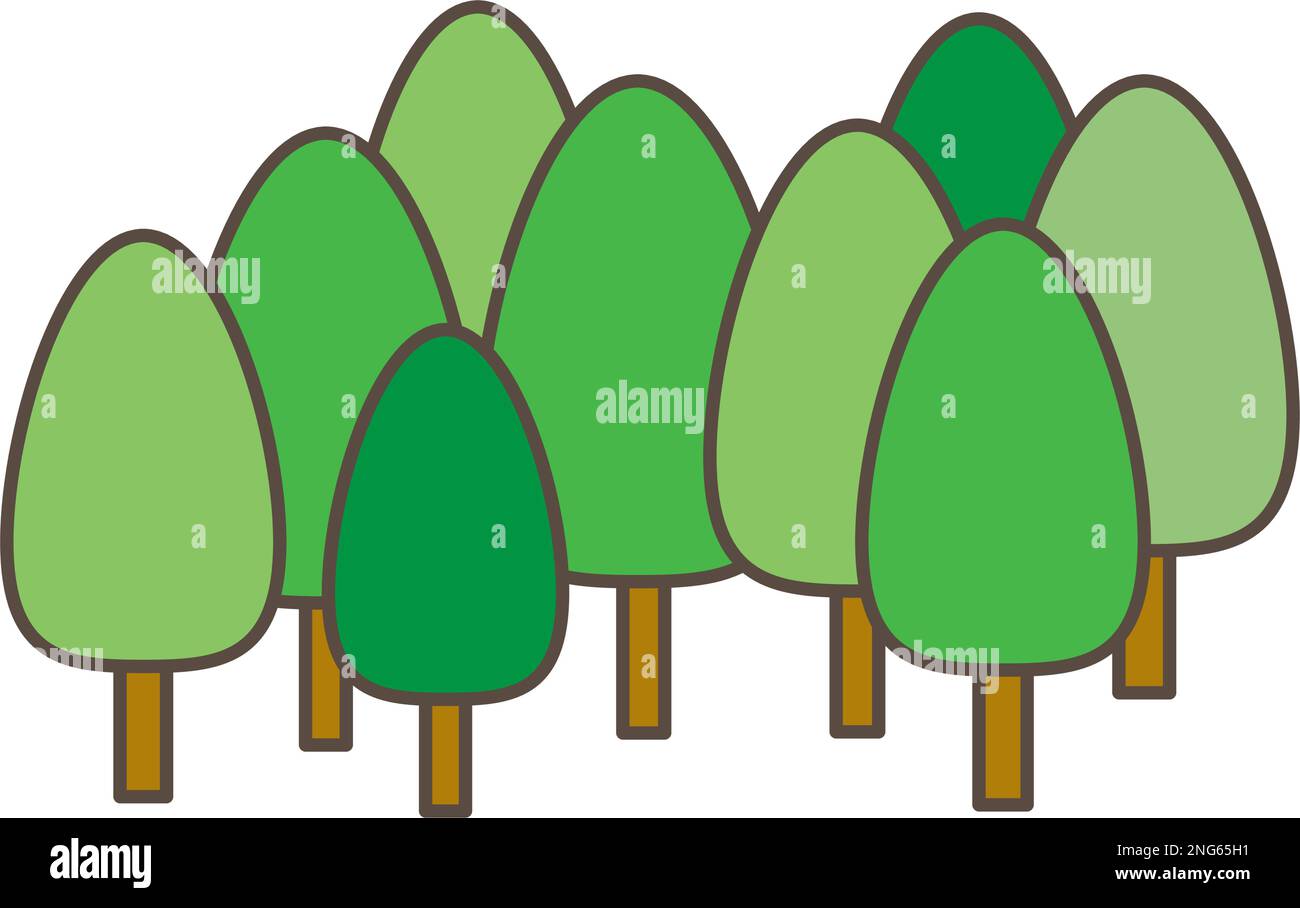 Simple forest with outline. Green trees representing the seasons of ...