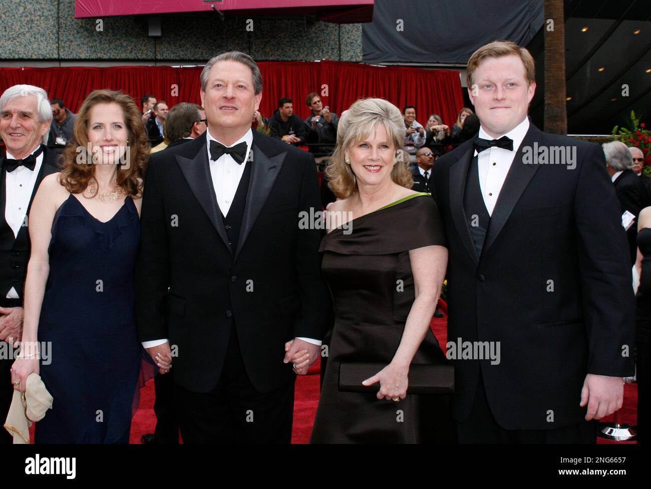 Former Vice President Al Gore, second from left, his wife Tipper, and ...