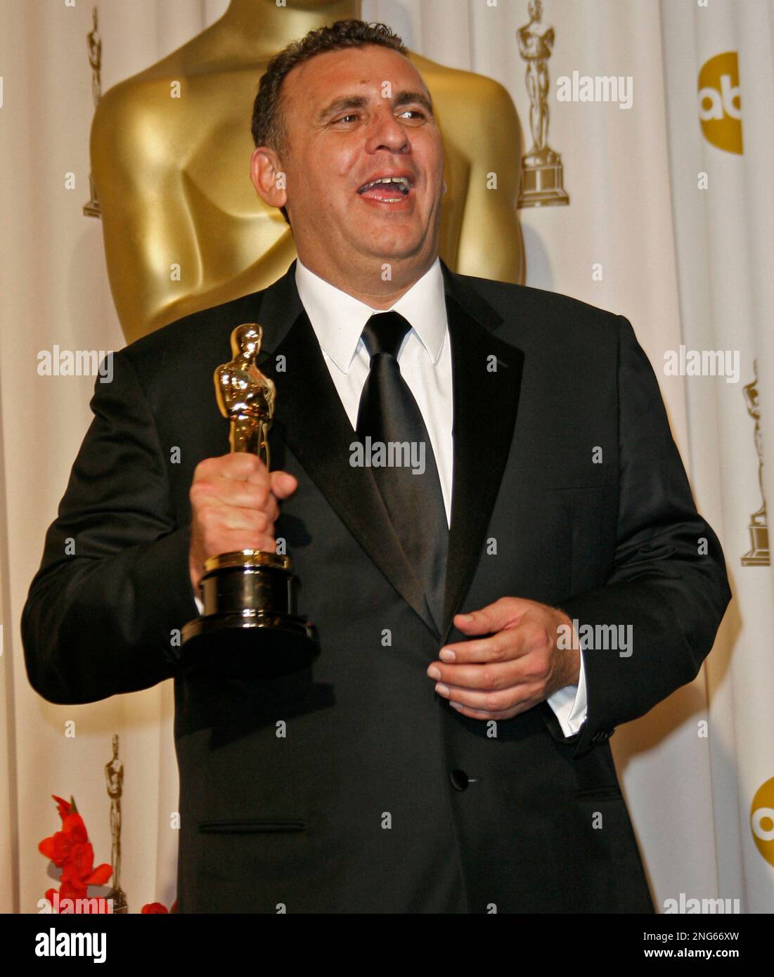 Producer Graham King poses with the Oscar after the film "The Departed ...