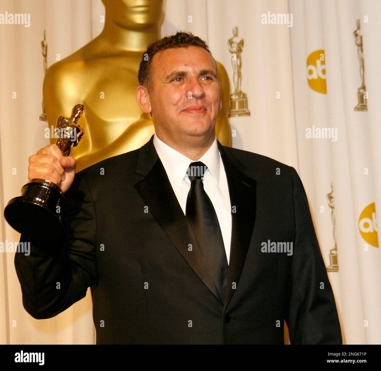 Producer Graham King poses with the Oscar after the film "The Departed ...