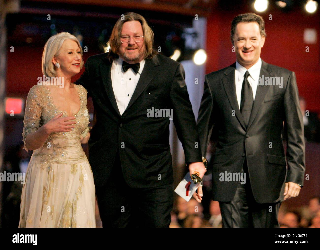 British Actress Helen Mirren walks off the stage with writer William ...