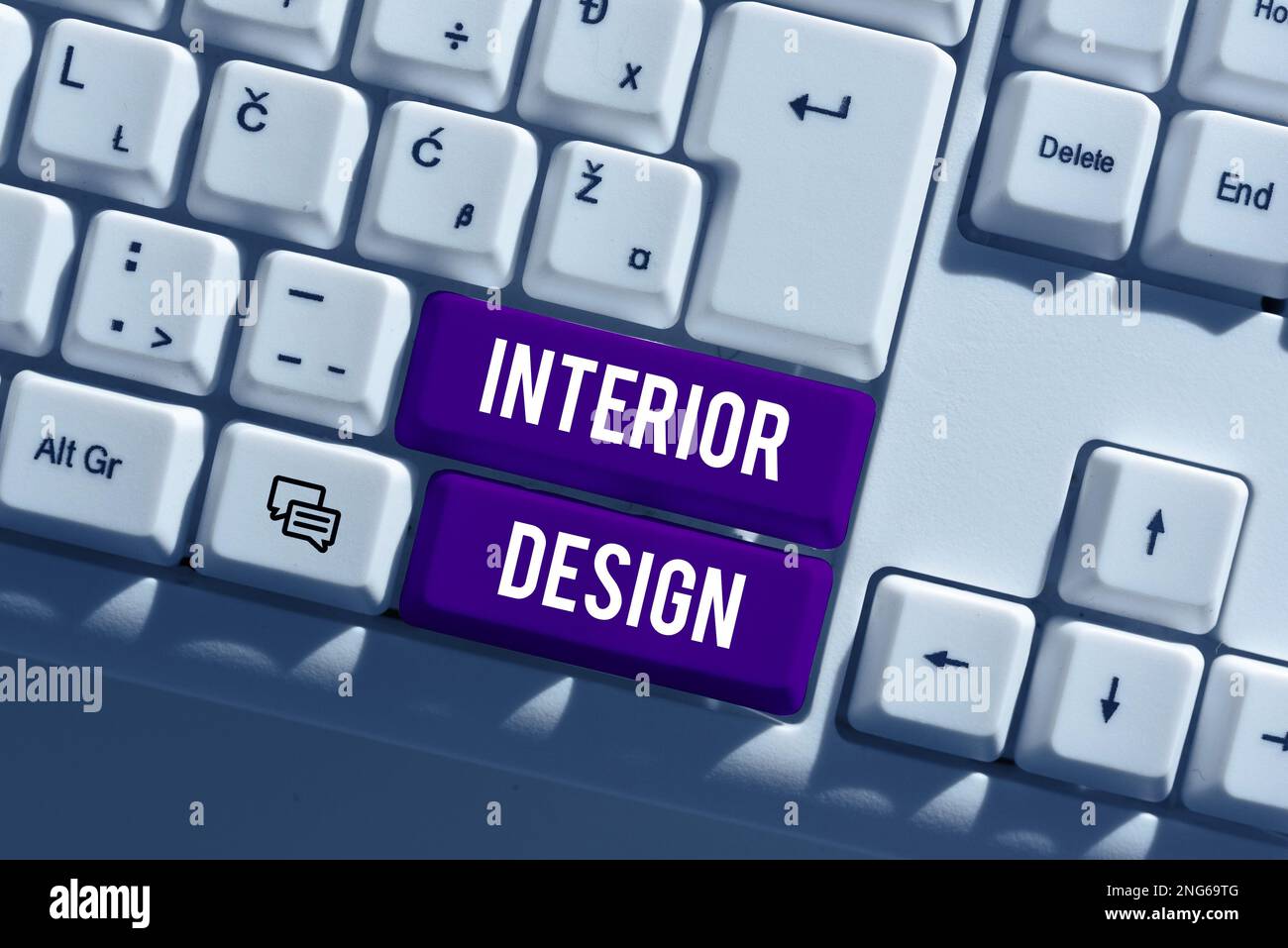 Text showing inspiration Interior Design. Word Written on the art of ...