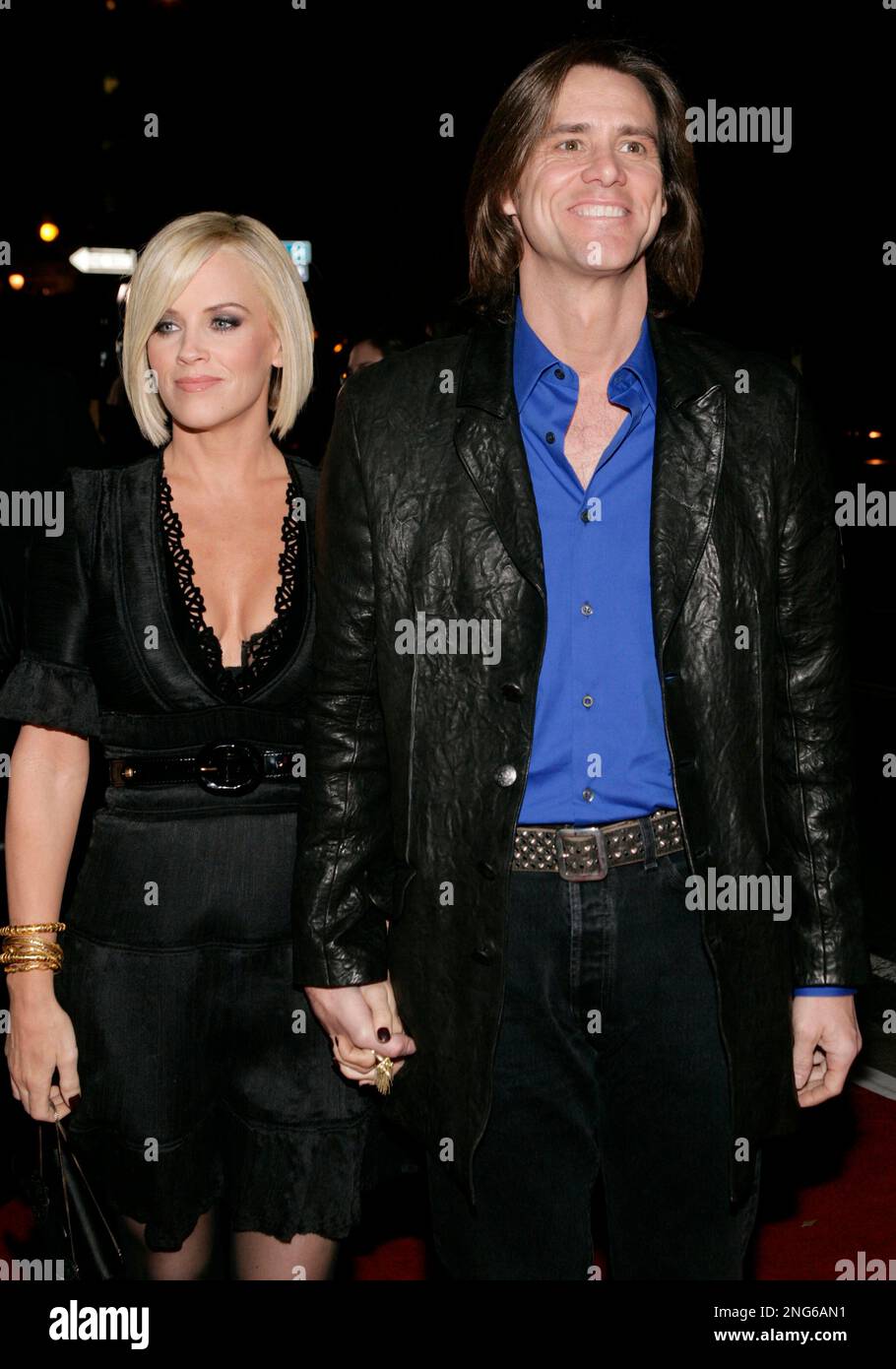 Jim Carrey, right, and Jenny McCarthy arrive at the premiere of "The ...
