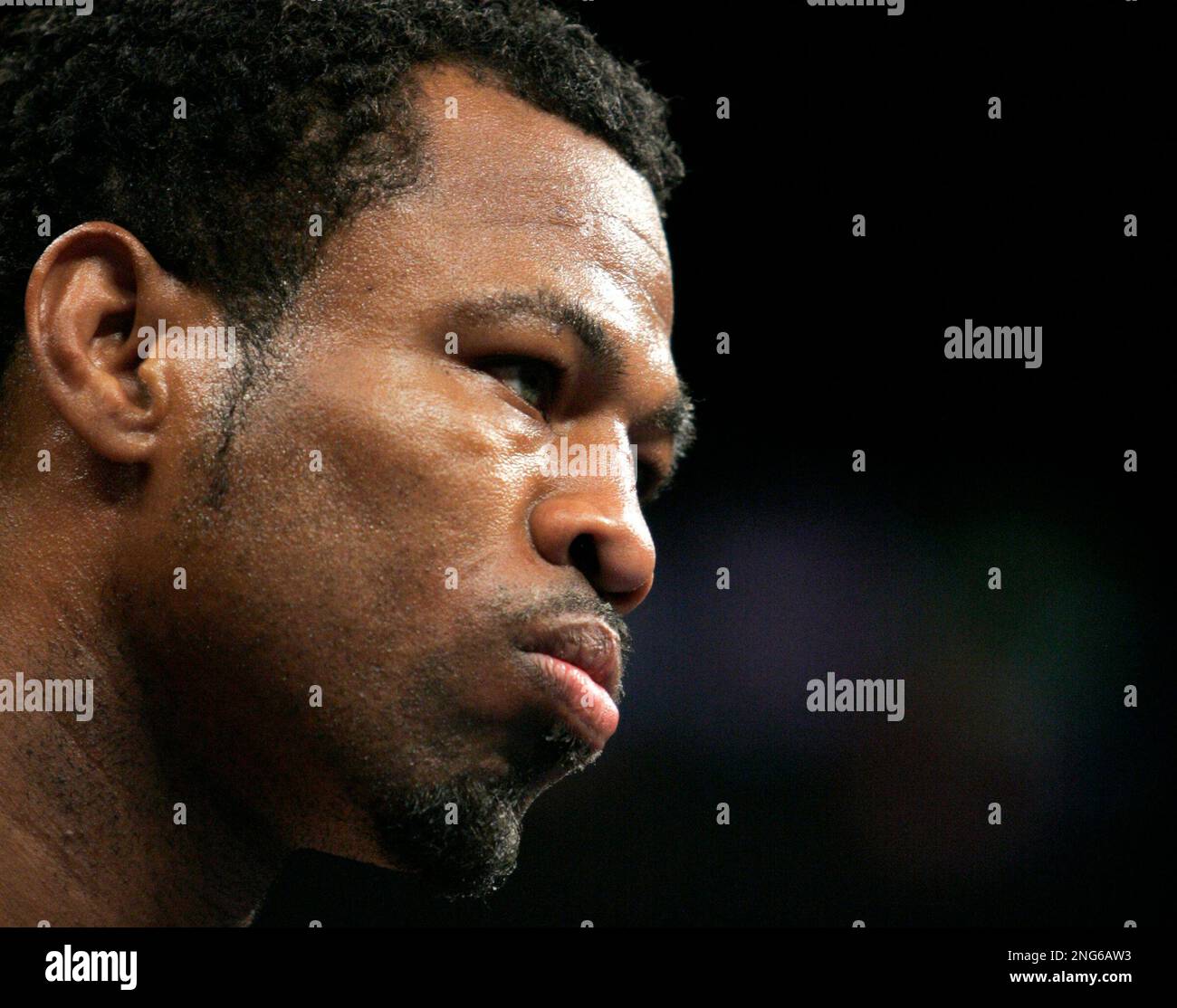 Boxer Shane Mosley looks on during his interim WBC welterweight ...