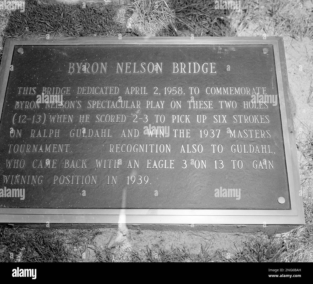 This plaque at the Byron Nelson bridge commemorates the famed golfers ...