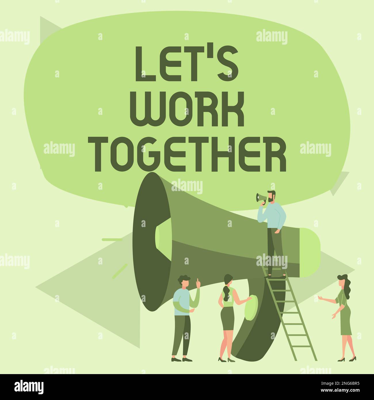 Hand writing sign Let's Work Together. Business idea Unite and Join ...