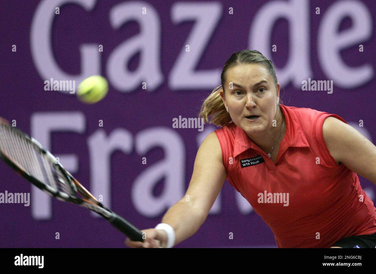 Russia's Nadia Petrova returns a forehand to Czech's Lucie Safarova ...