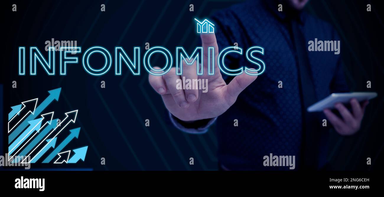 Hand writing sign Infonomics. Internet Concept visual image used to ...