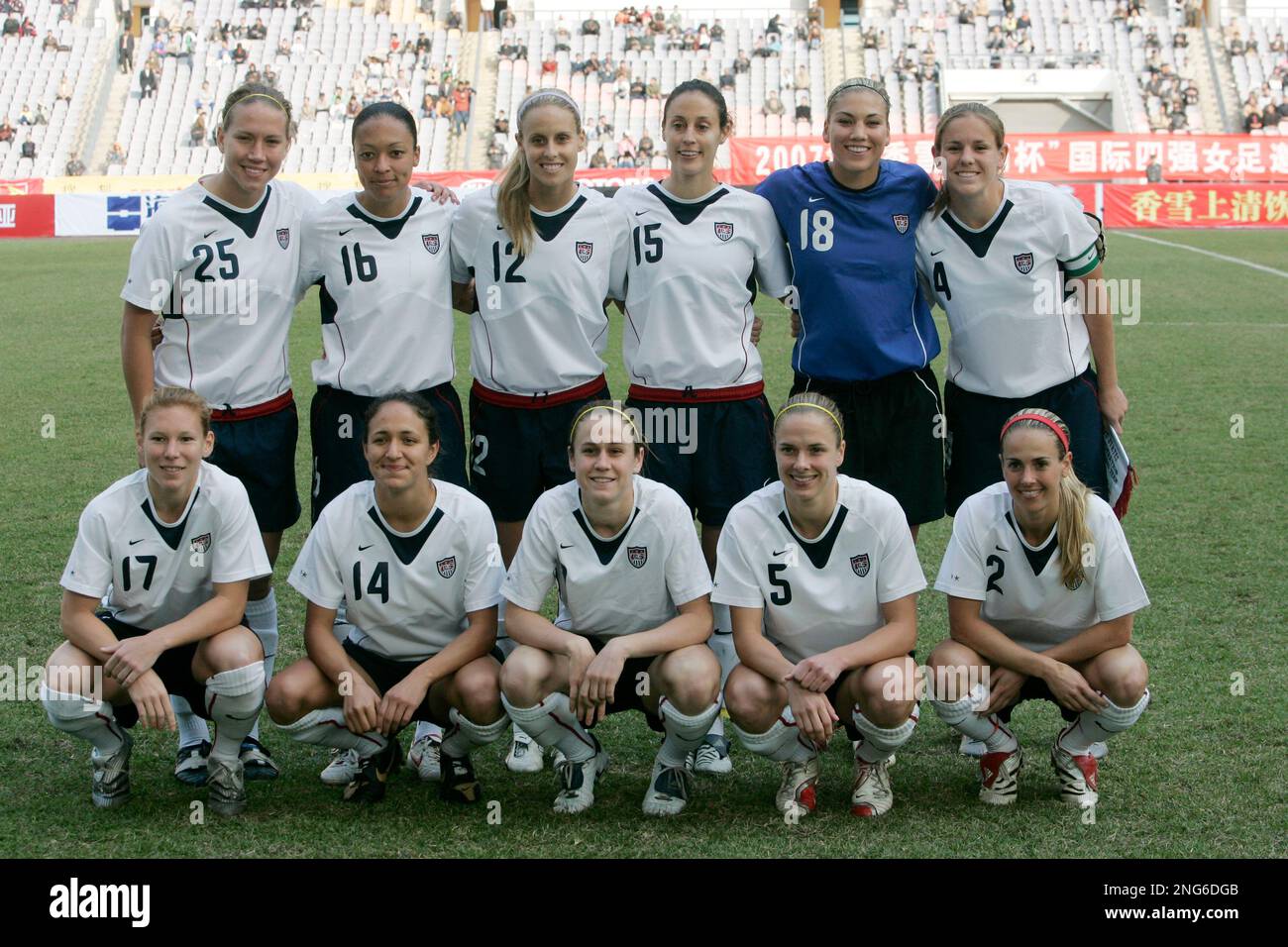 The United States starting 11 gather for a photo before their match ...