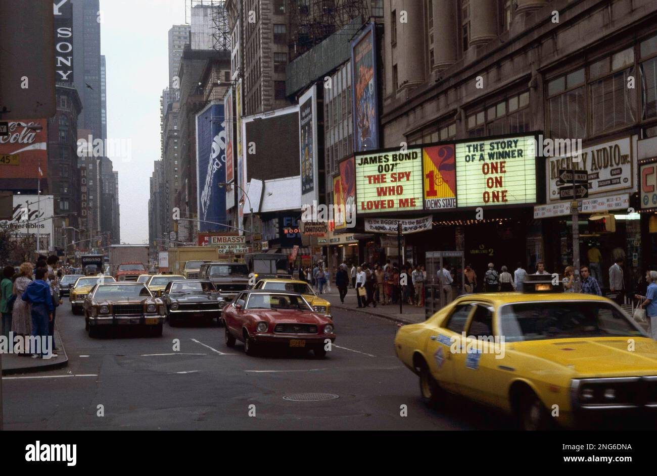 Traffic moves along the Times Square section of New York, seen, Aug ...