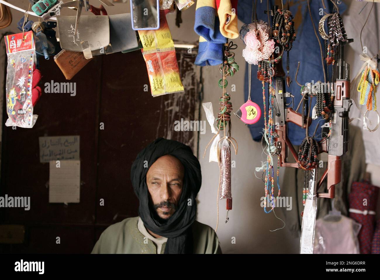 A native Saharawi stands in a local market shop in the Western Sahara ...
