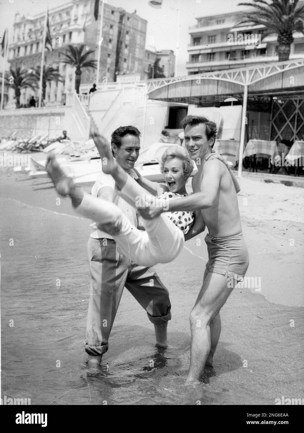 British actors Richard Todd, left, and John Fraser introduce actress ...