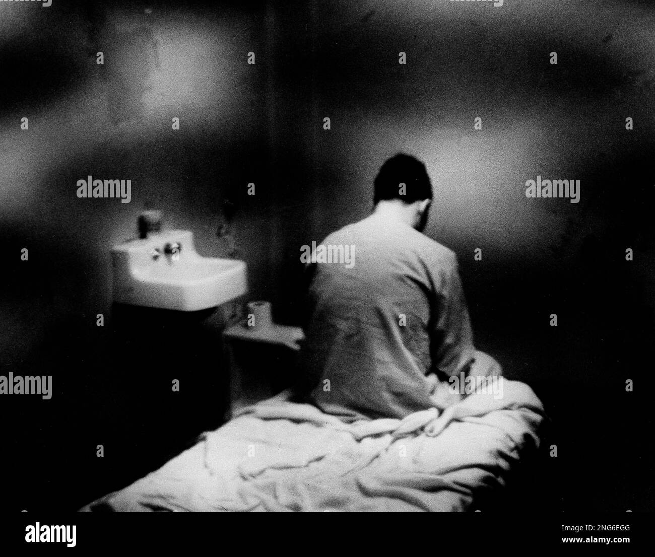 David Berkowitz, the accused "Son of Sam" killer, sits on a bunk in his ...