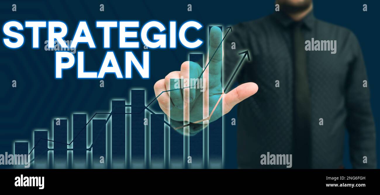 Text caption presenting Strategic Plan. Word Written on A process of ...