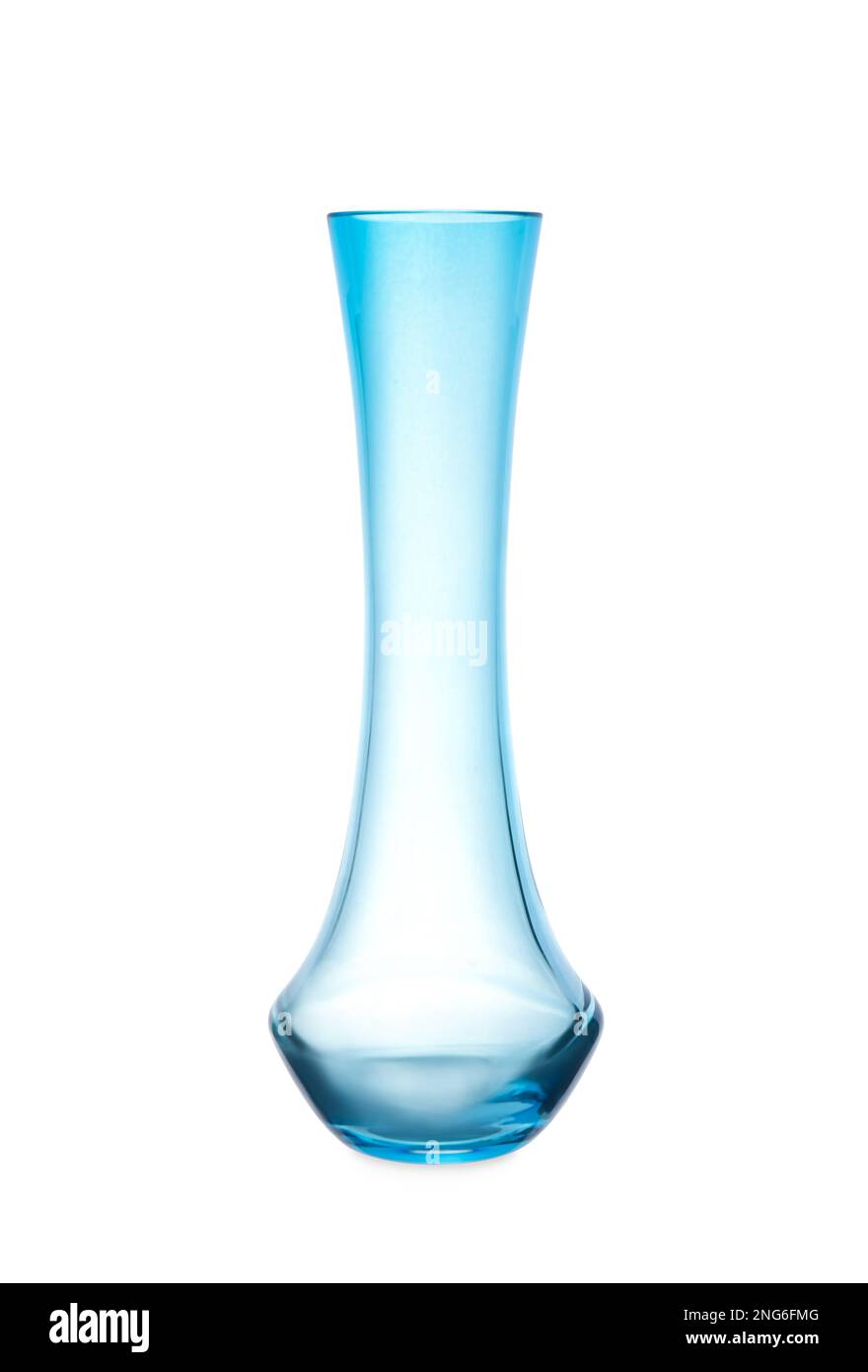 Empty transparent blue vase isolated on white Stock Photo - Alamy