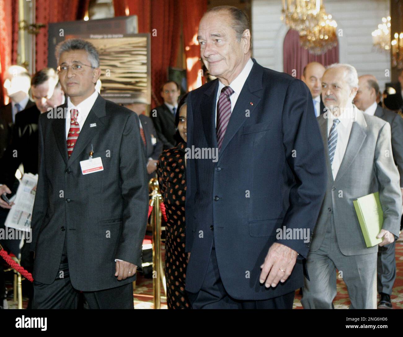 French president Jacques Chirac, right, arrives with South African ...