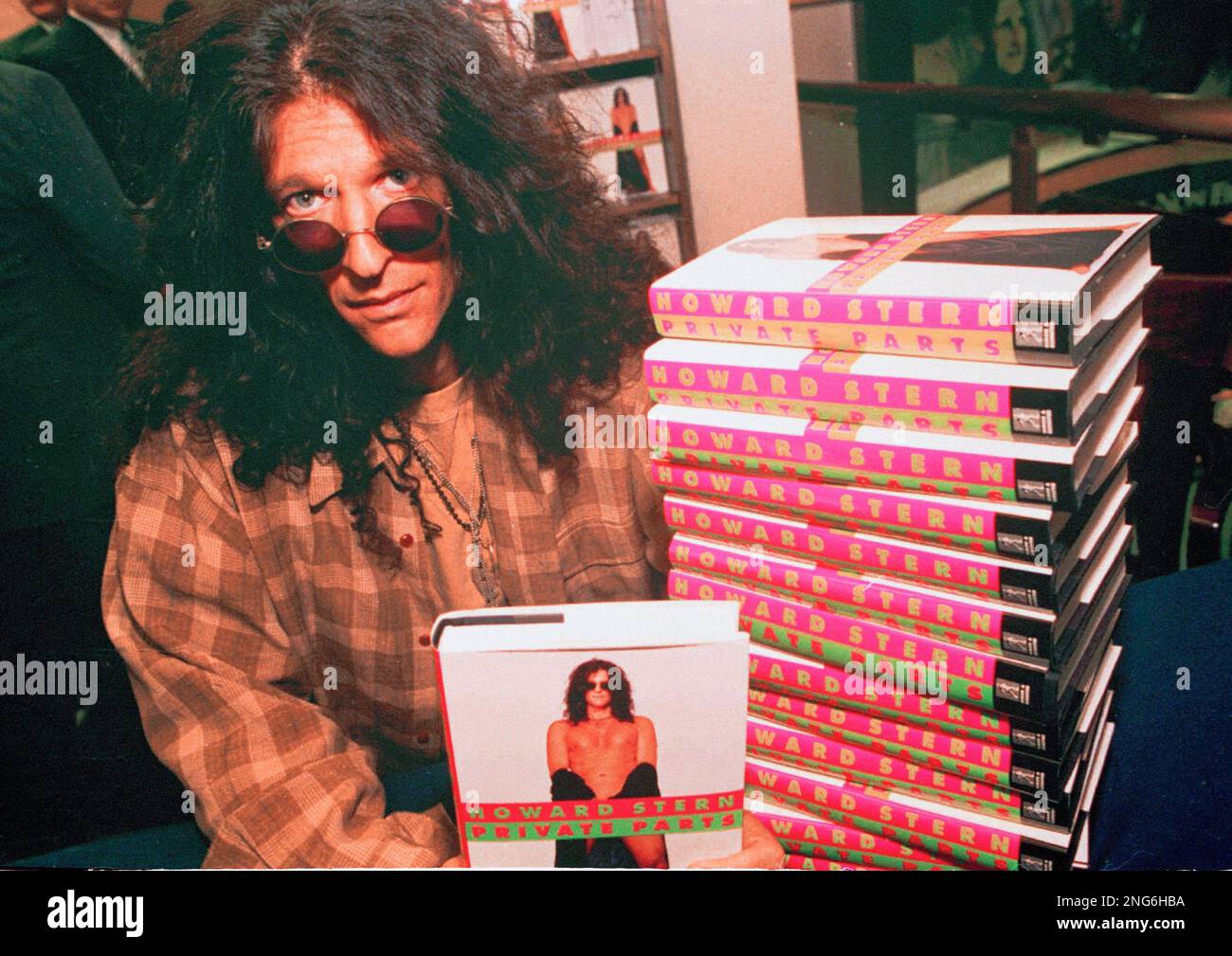 Radio Shock jock Howard Stern displays his book "Private Parts" at a ...