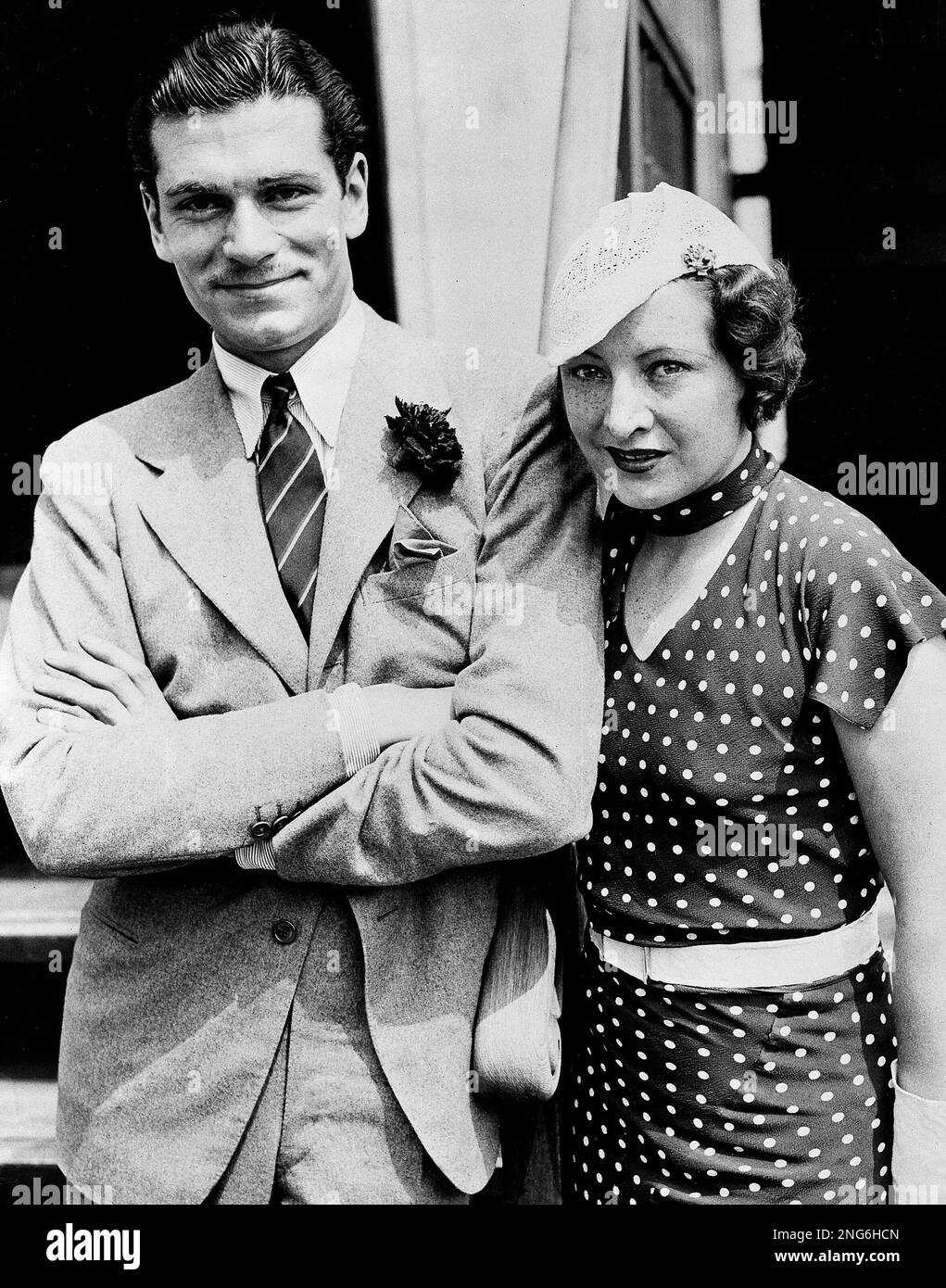 British actor Laurence Olivier and his wife Jill Esmond are seen aboard ...