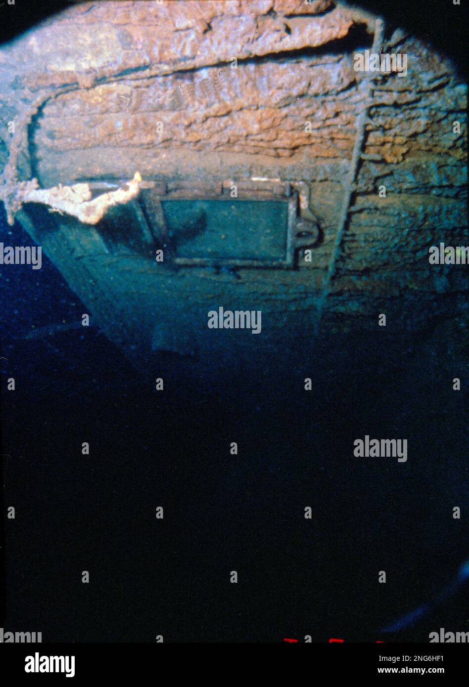 An officer's cabin window on the Titanic's boat deck starboard side is ...