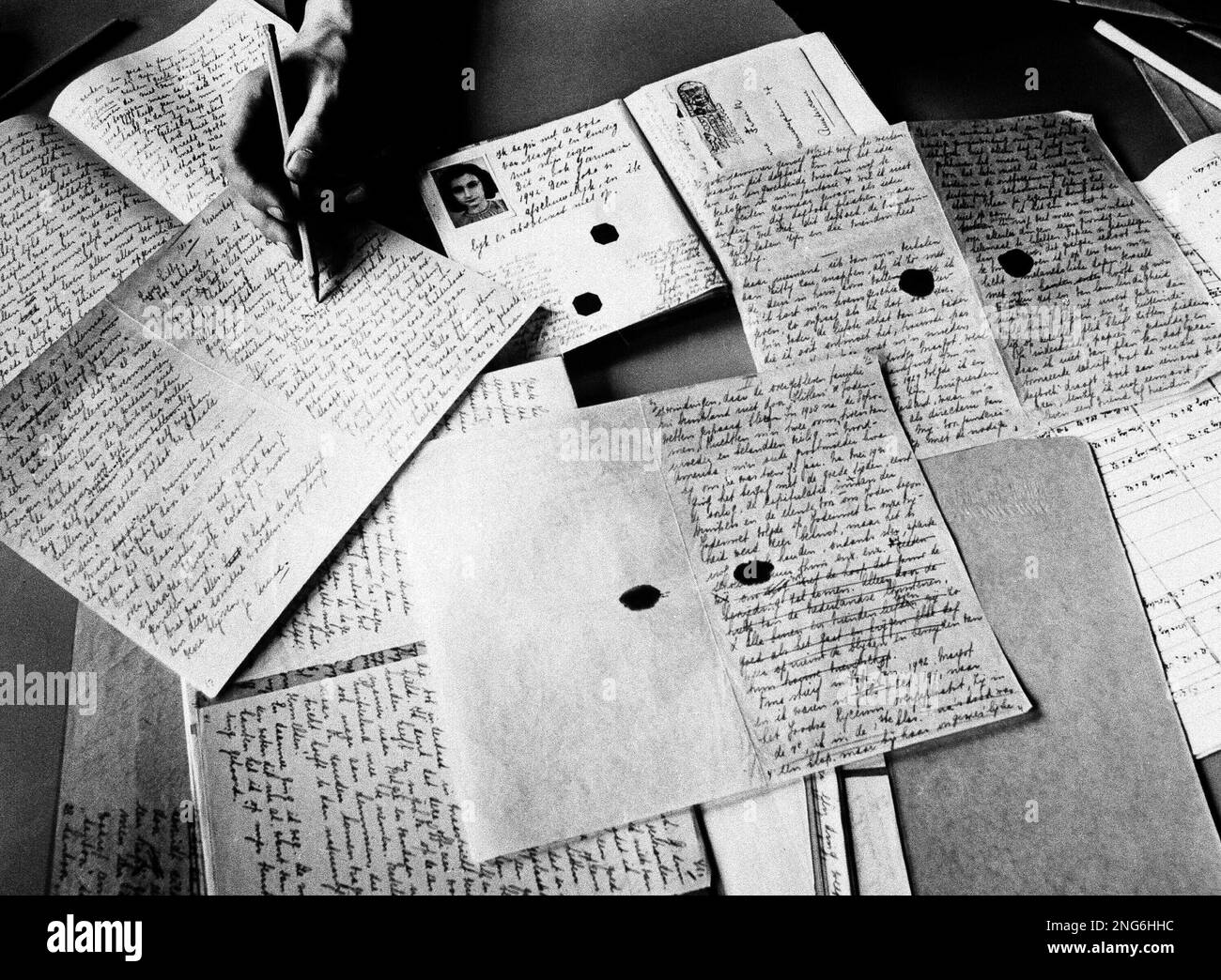 These are copies of Anne Frank's diary photographed in Amsterdam ...