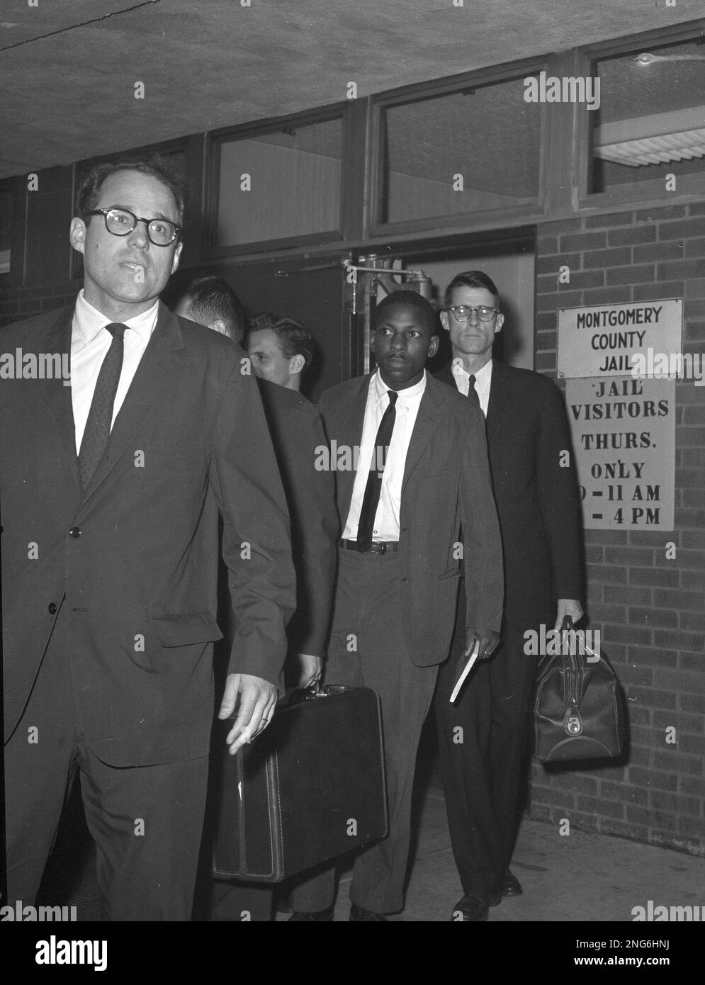 Five Freedom Riders leave jail in Montgomery, Ala., after their release on bail, May 26, 1961 ...