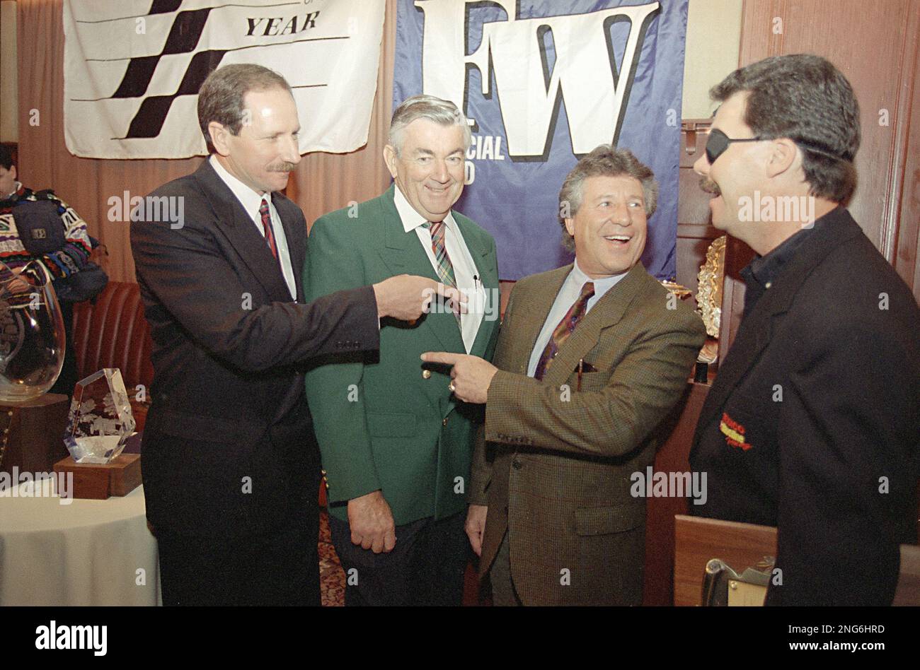 Race car drivers Dale Earnhardt, left; Bobby Allison, second from left ...