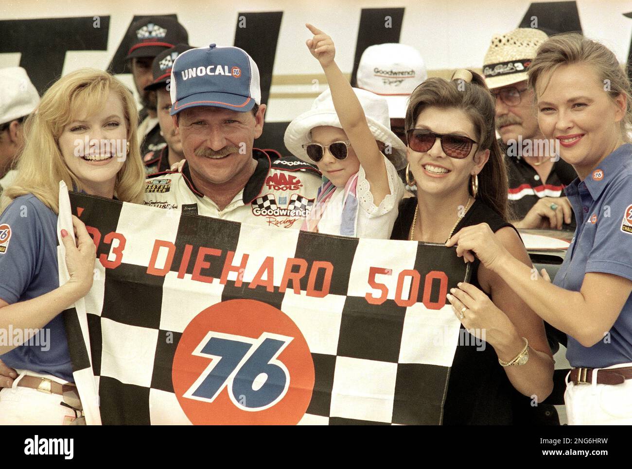 NASCAR driver Dale Earnhardt of Kennapolis, N.C., gets a number one ...