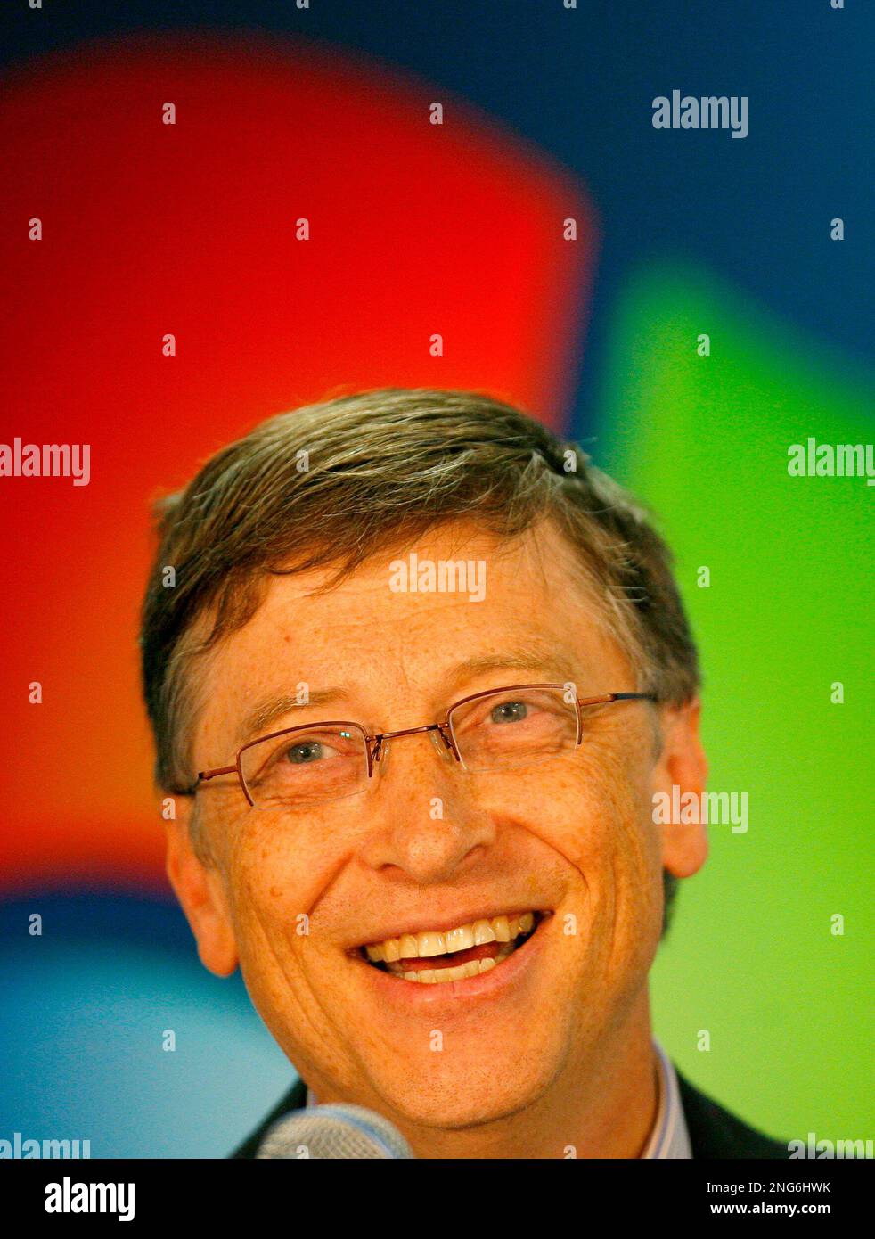 Microsoft Chairman Bill Gates laughs during a ceremony at the Global ...