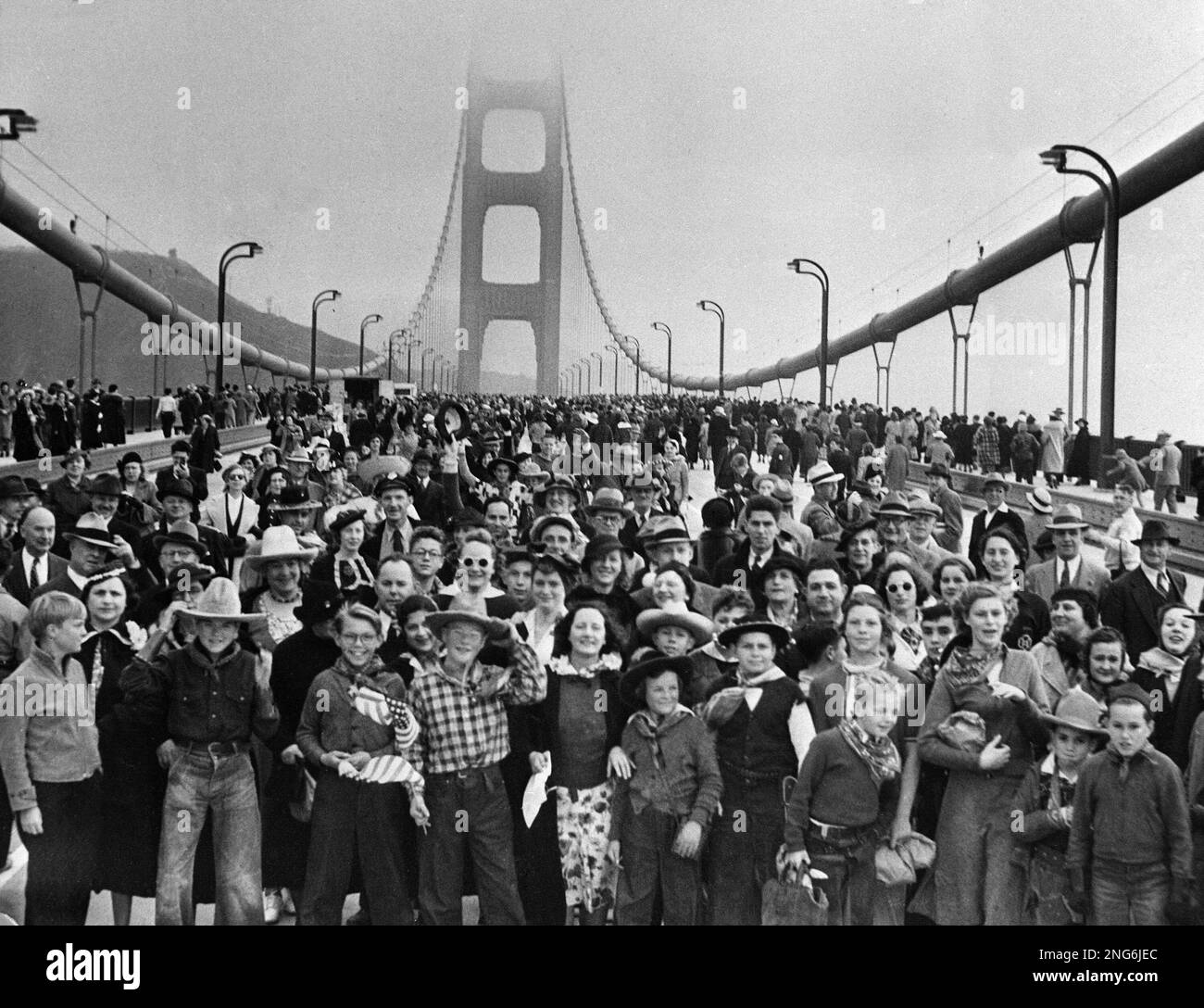 Thousands hike across the Golden Gate Bridge in San Francisco, CA. on ...