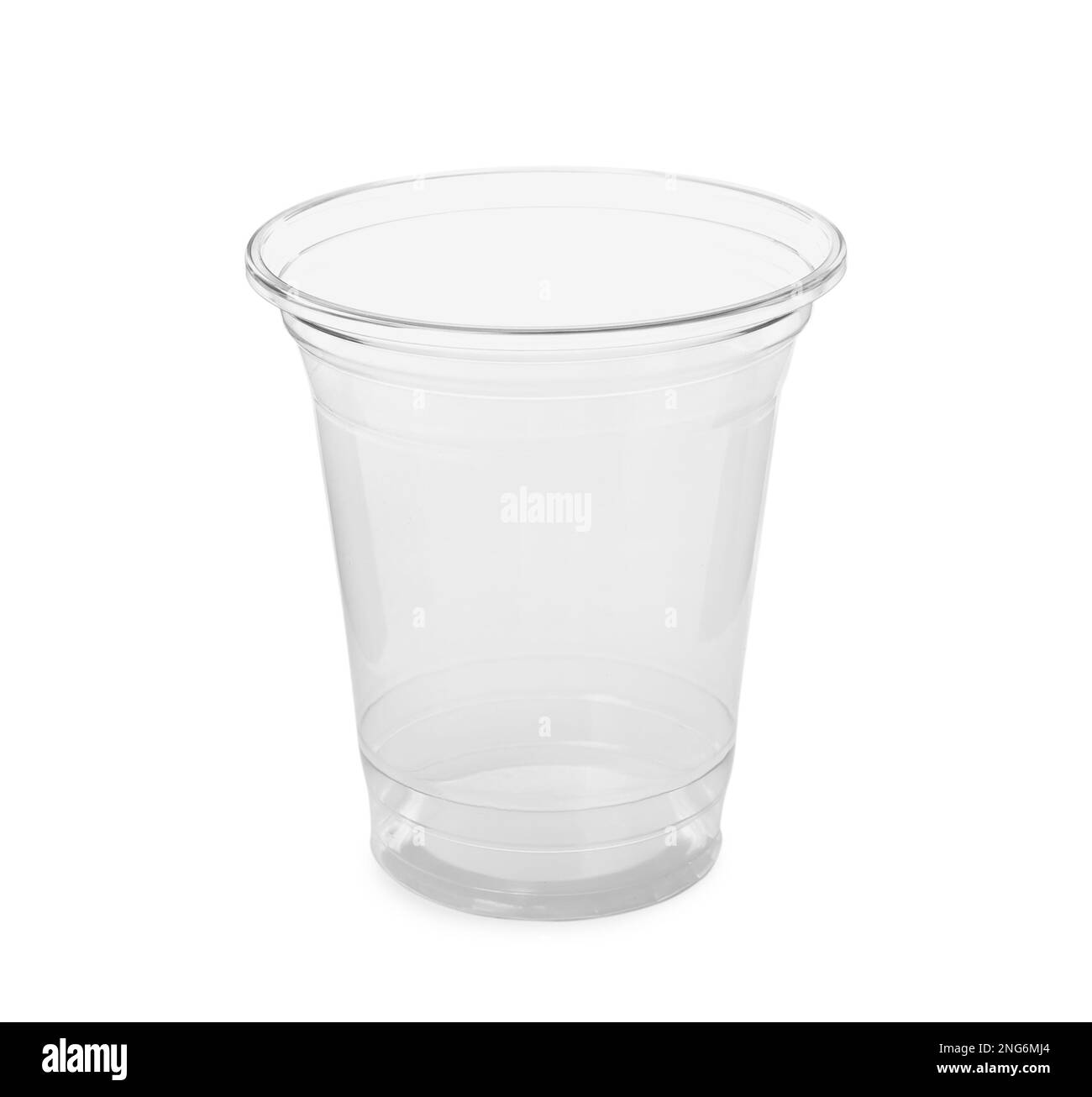 Transparent disposable plastic cup isolated on white Stock Photo - Alamy