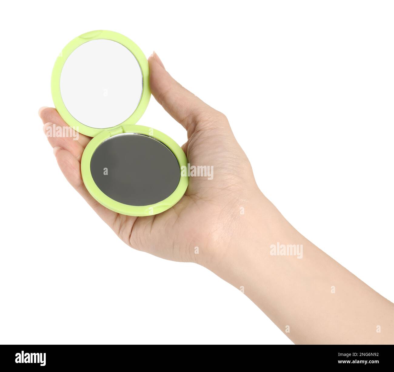 Hand holding compact mirror hi-res stock photography and images - Alamy
