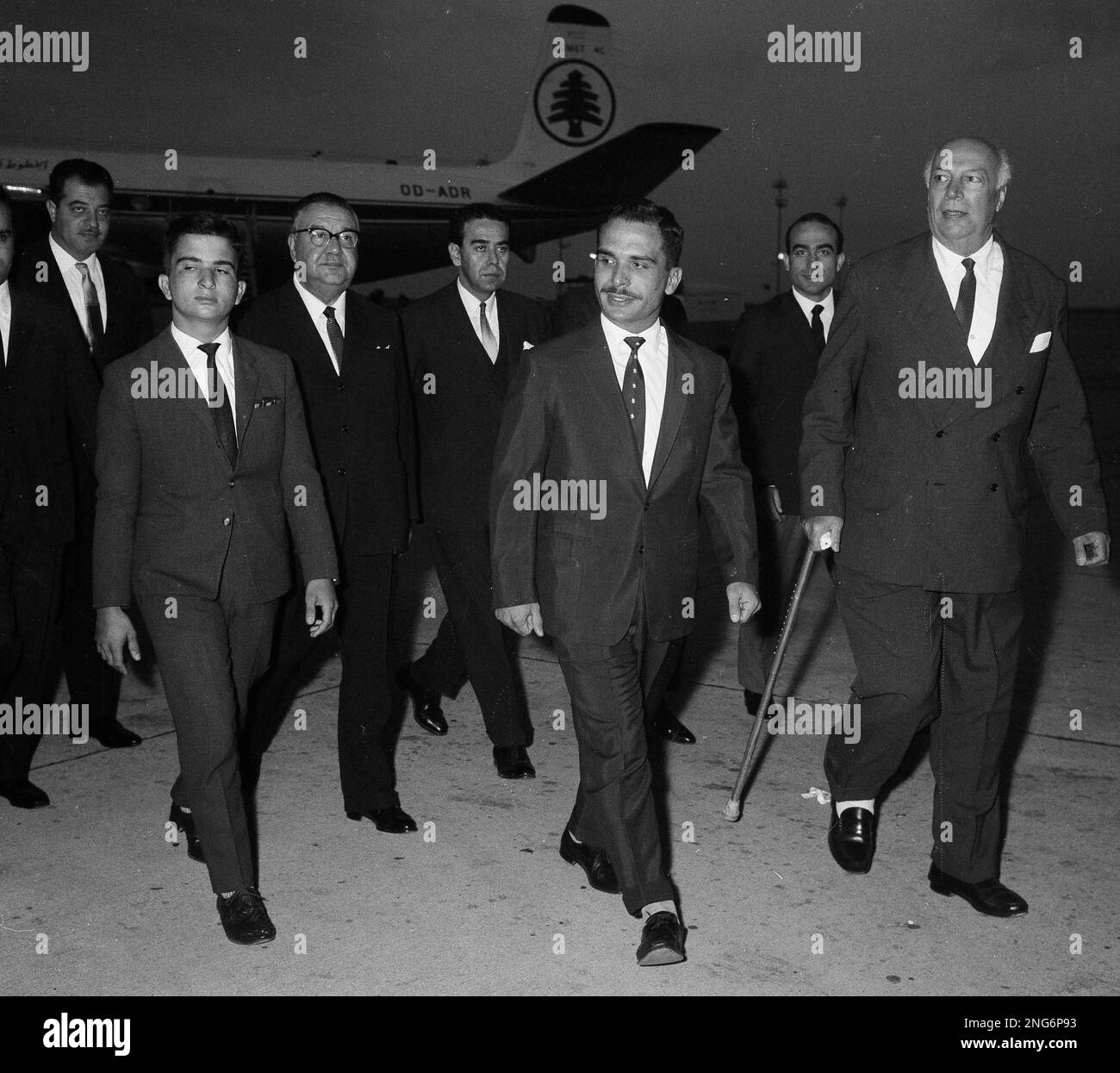 King Hussein II of Jordan, left, accompanied by Jordan's ambassador to ...