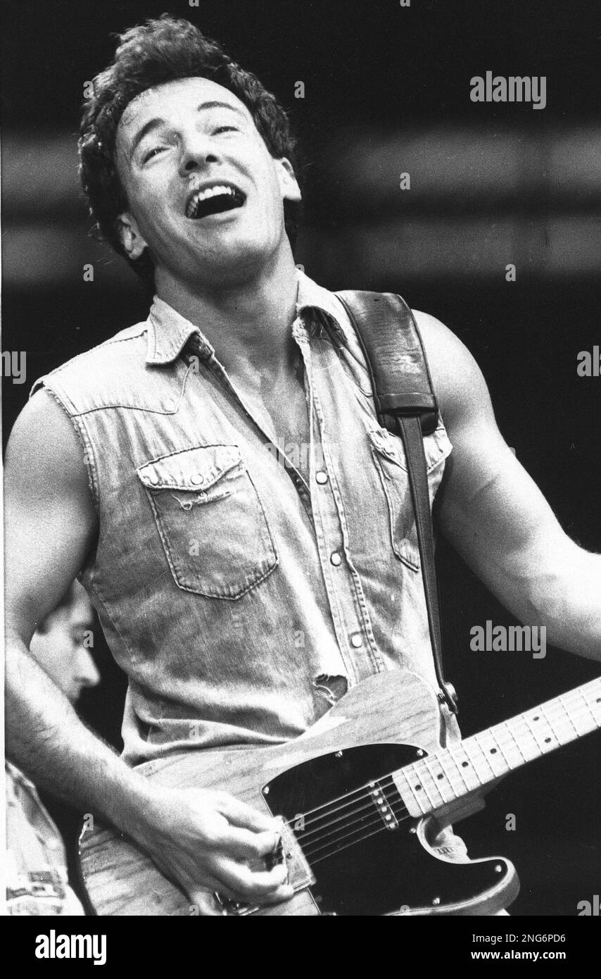 American rocker Bruce Springsteen appears at Wembley Stadium in London ...