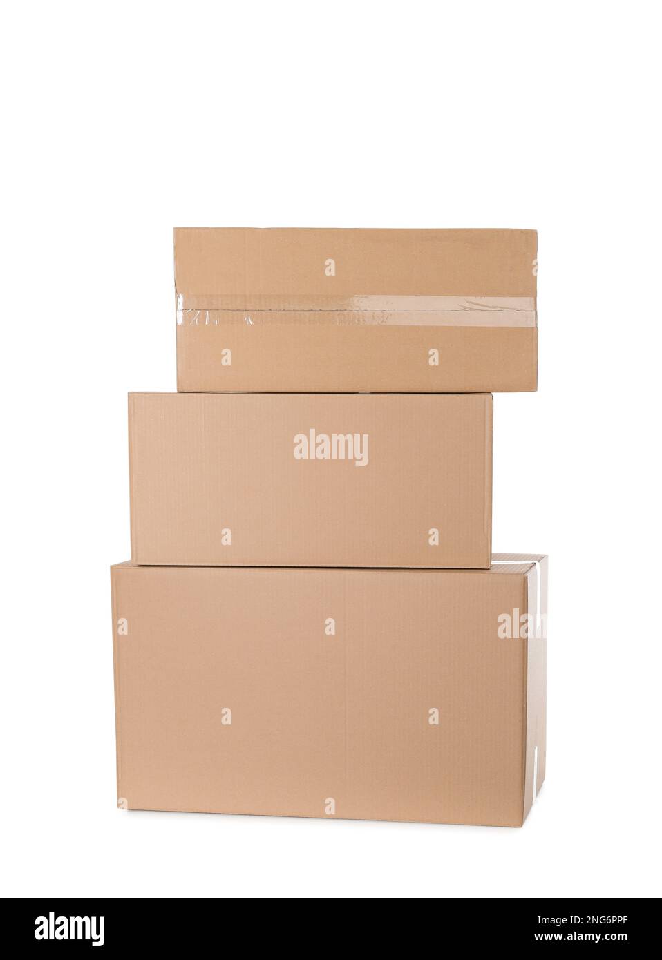 Stack of cardboard boxes on white background Stock Photo - Alamy