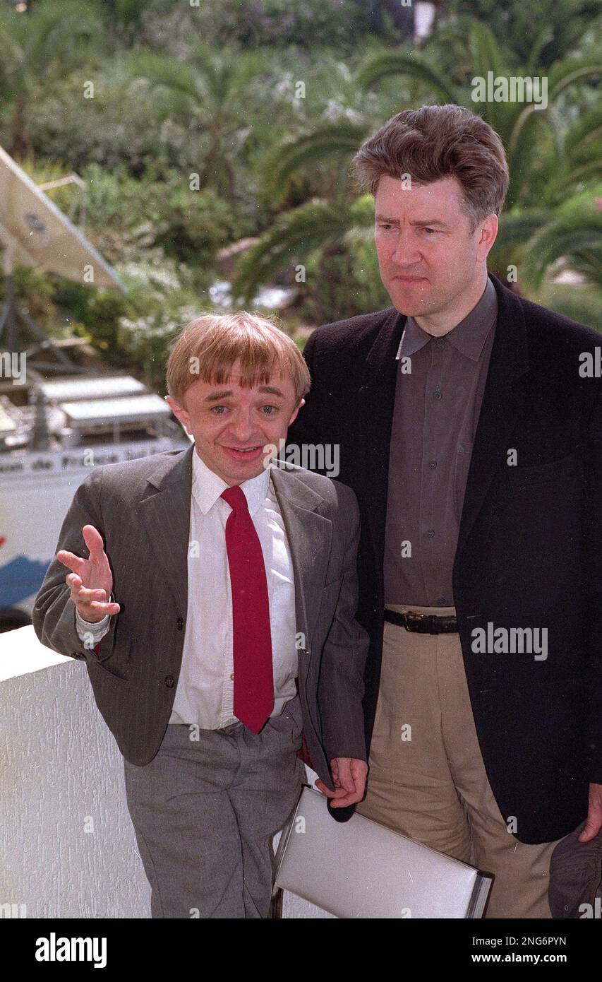 American film director David Lynch poses with actor Michael J. Anderson ...