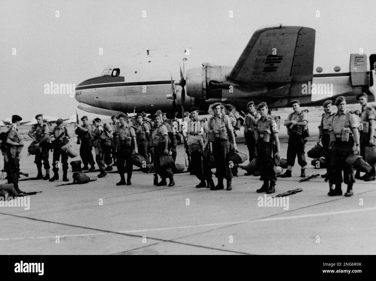 Mercenaries of the 53rd Commando group stationed at Kamina, Congo, line ...