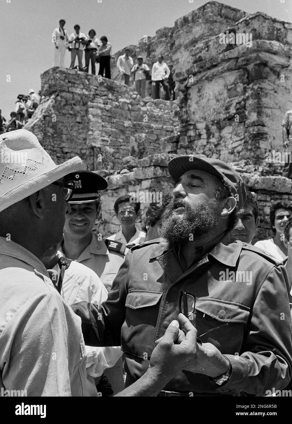 Cuban Premier Fidel Castro chats with Mexican archaeologist Victor ...