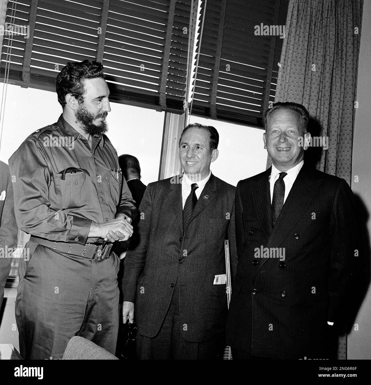 Cuban Prime Minister Fidel Castro meets with U.N. Secretary General Dag ...