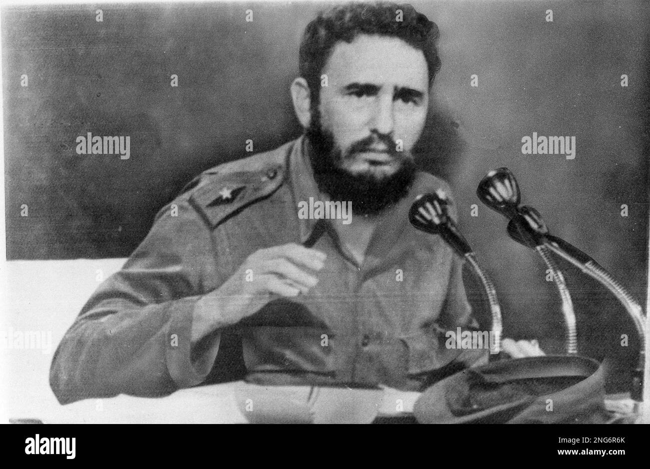 Cuban Premier Fidel Castro is shown during a radio and television ...