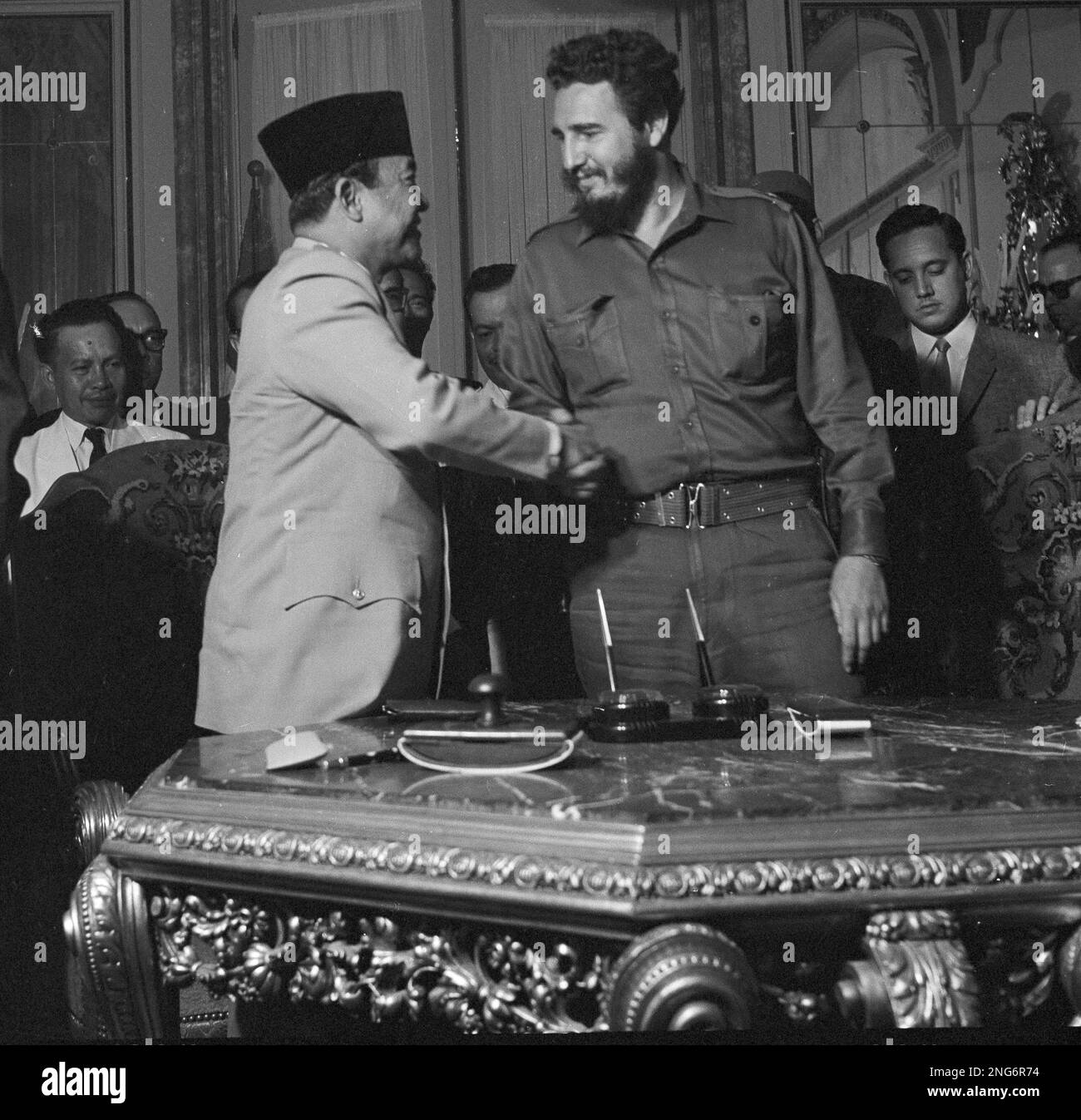 Visiting Indonesian President Achmed Sukarno, left, and Cuban Prime ...