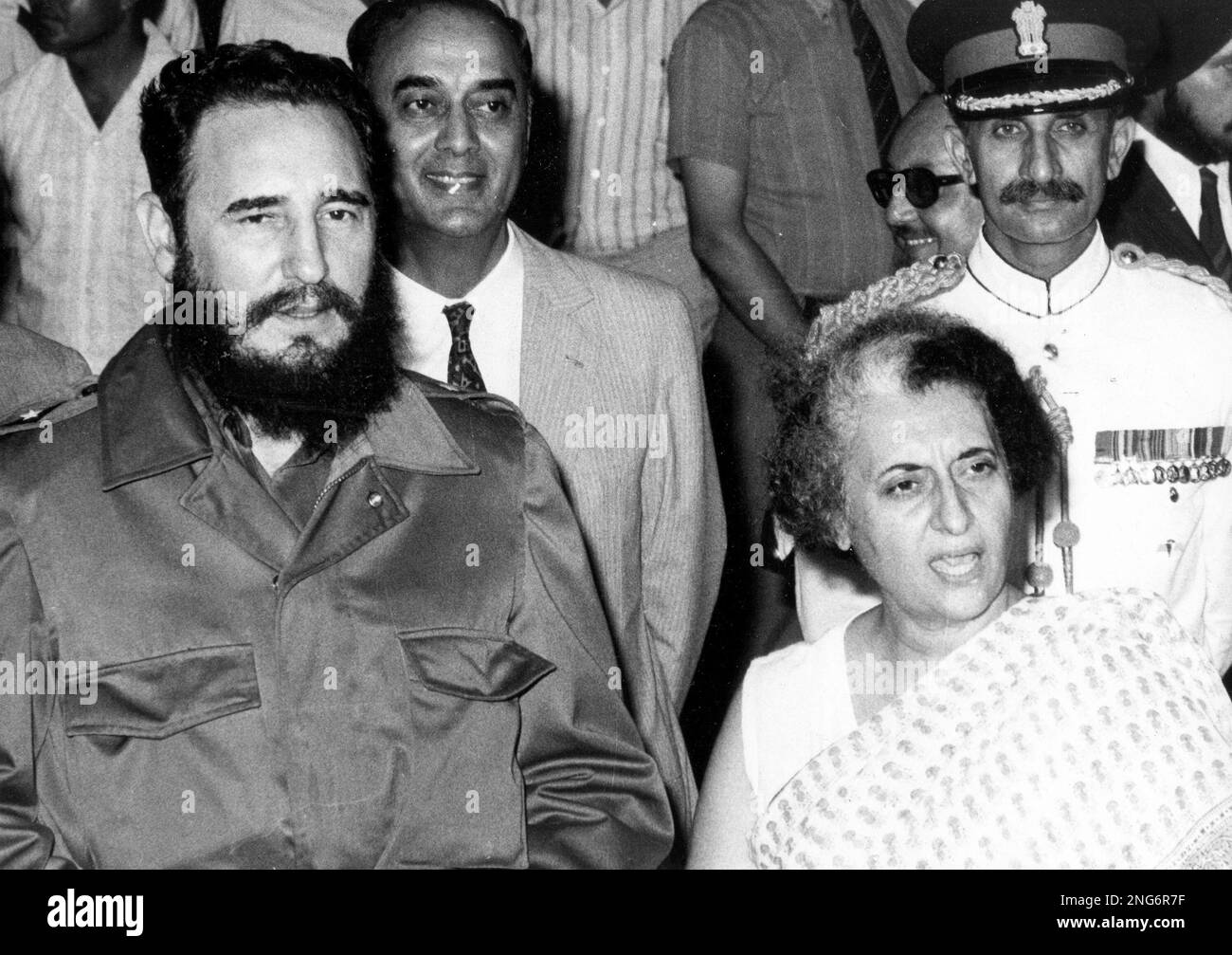 Cuban Premier Fidel Castro is met at Delhi Airport by Indian Prime ...