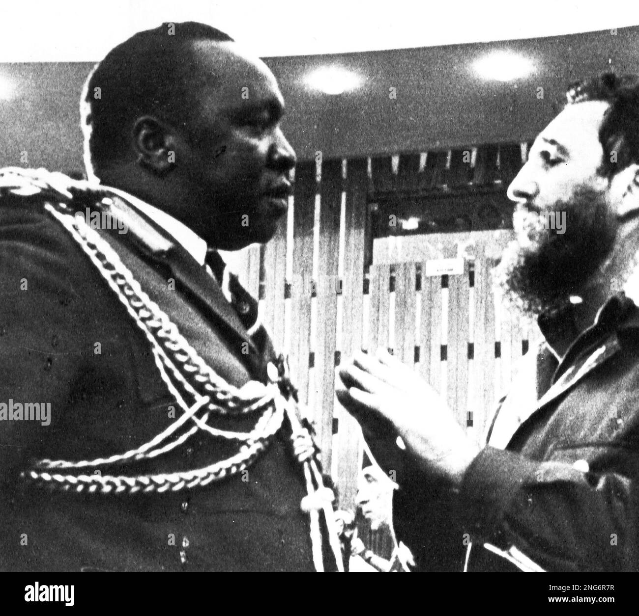 Cuban Prime Minister Fidel Castro talks with President Idi Amin of ...