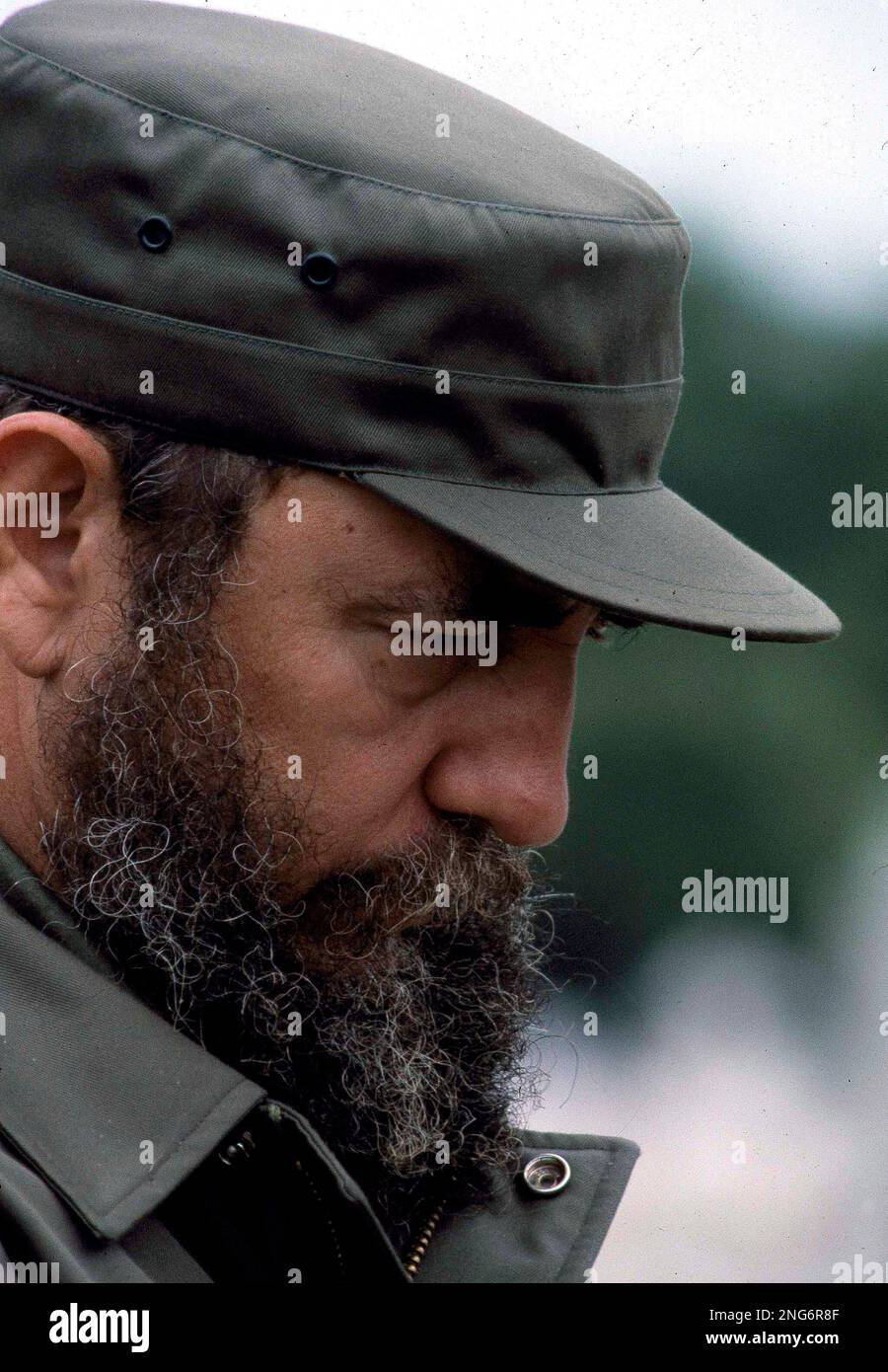 Cuban Premier Fidel Castro is shown during the funeral of Cuban writer Alejo Carpentier in ...